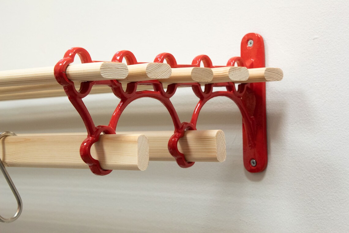 7 Lath Shelf Drying Rack Cast Iron Wall Mounted Colour & Wood ...