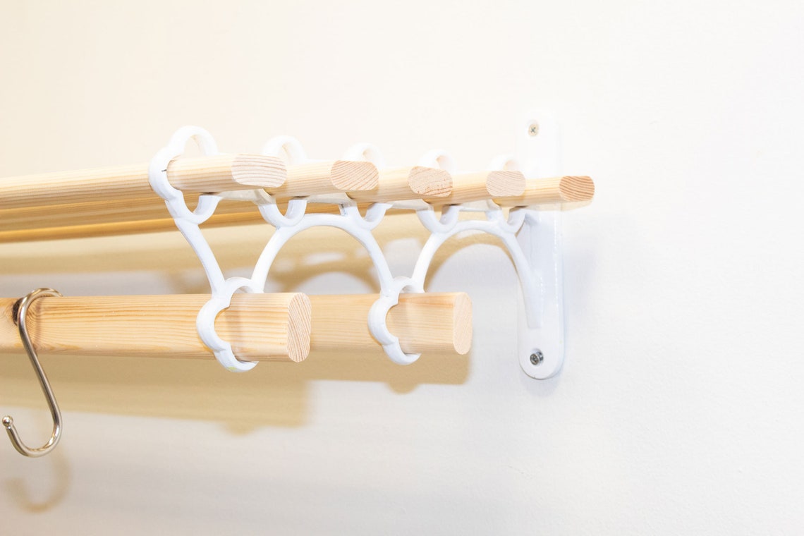 7 Lath Shelf Drying Rack Cast Iron Wall Mounted Colour & Wood ...