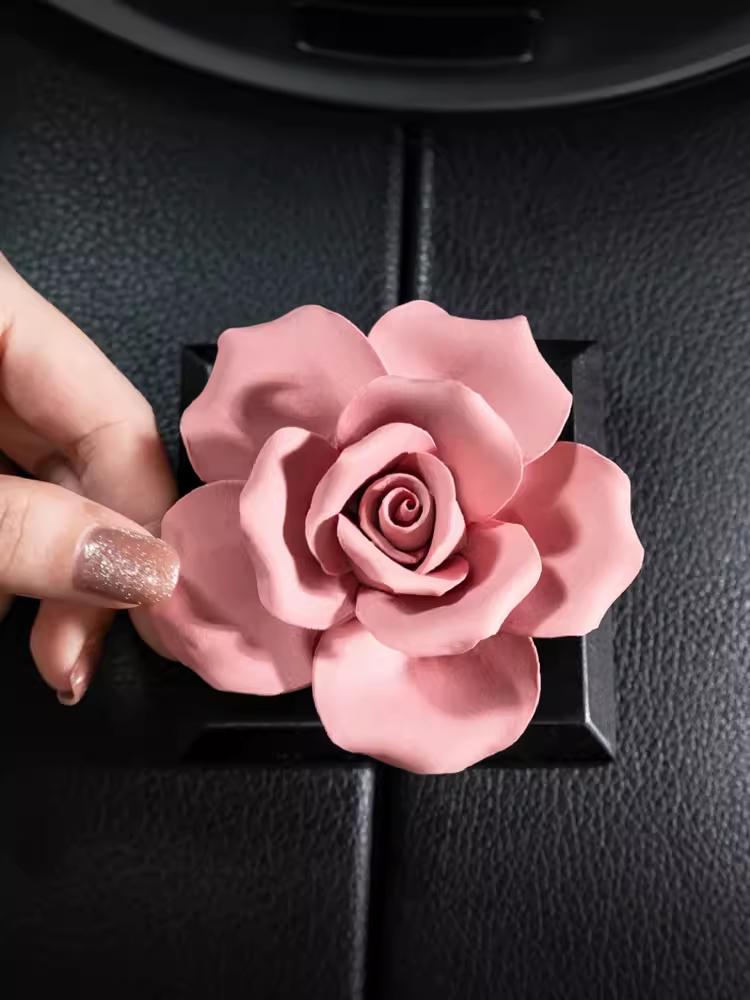 Ceramic Pink Rose, Handmade LOVE Flower Stone Aromatherapy, Essential ...