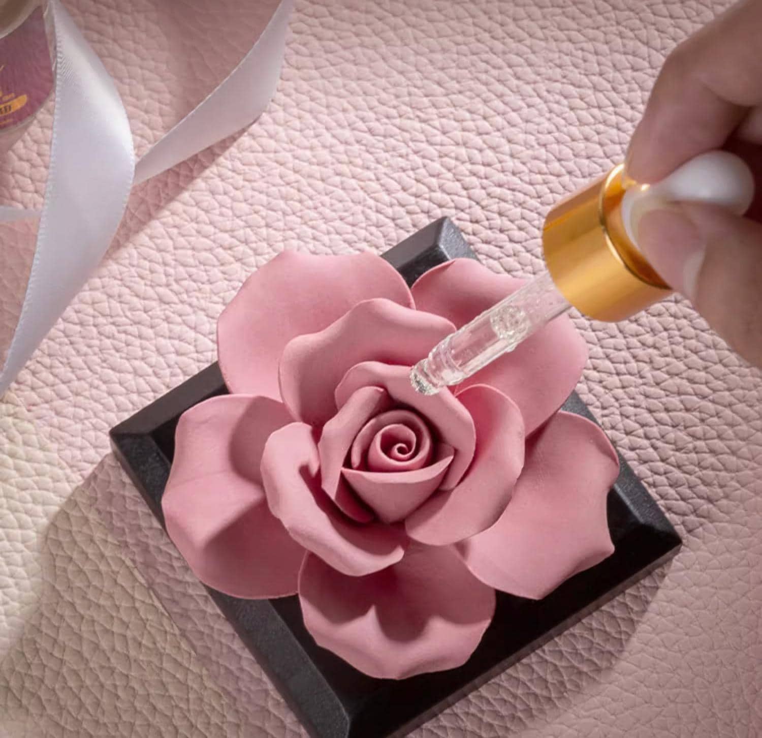 Ceramic Pink Rose, Handmade LOVE Flower Stone Aromatherapy, Essential ...