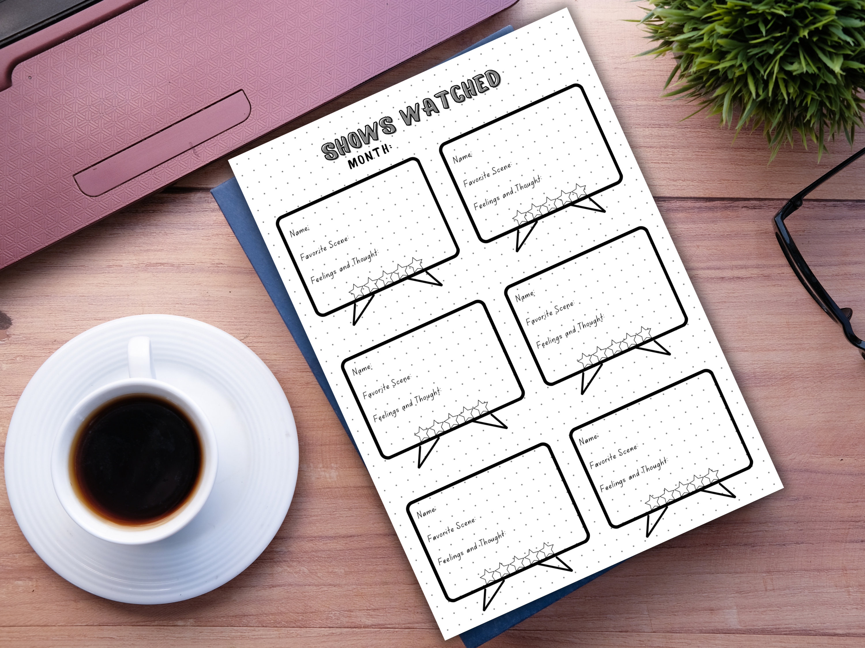 TV Shows Tracker Printable A5 Journal Page, TV Shows Watched Review ...
