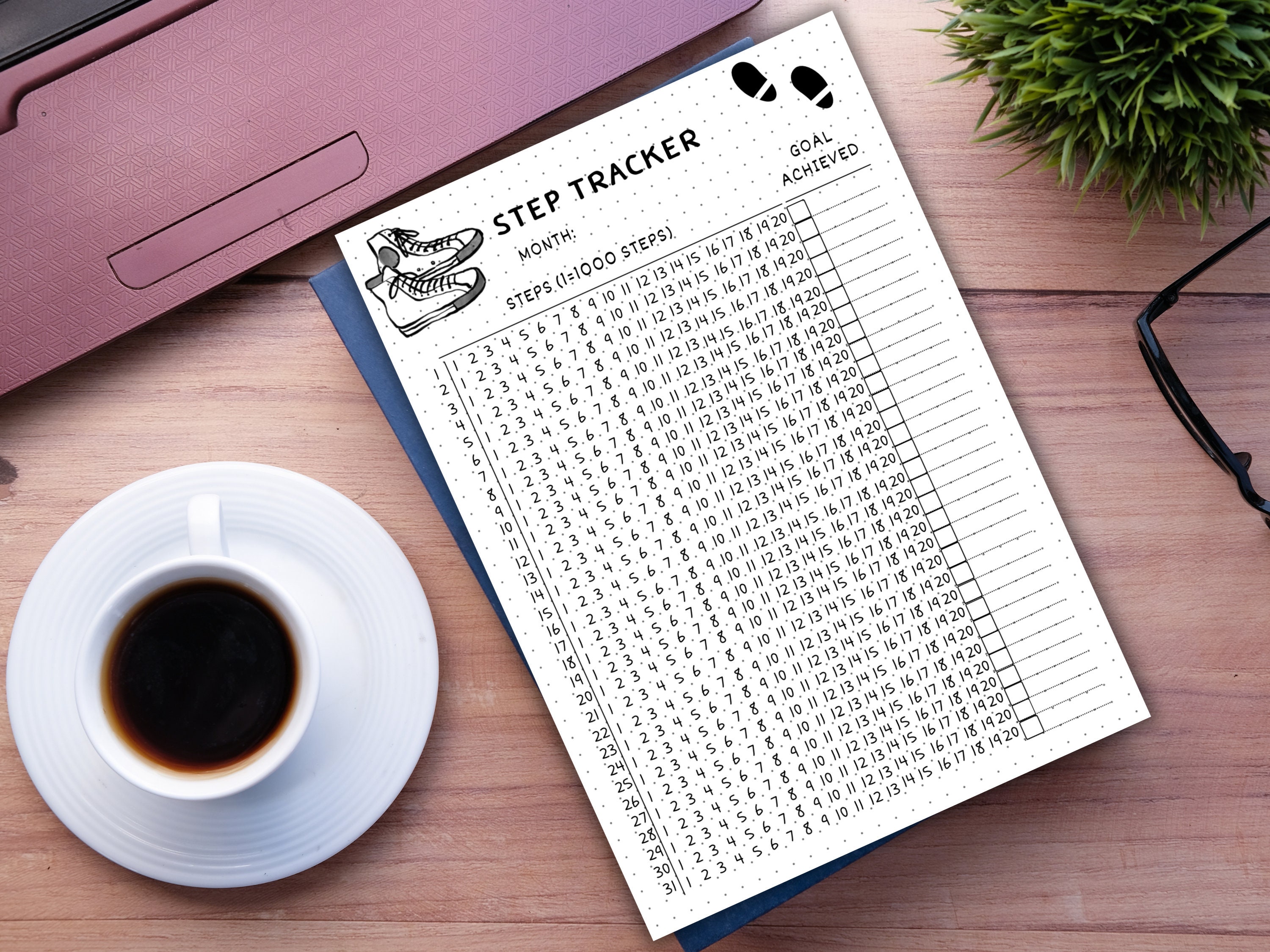 Walking Tracker Printable A5 Journal Page, Daily Step Counter, Step ...