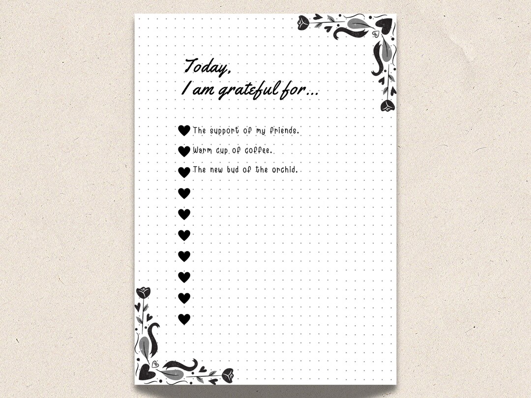 Gratitude Journal Printable Bullet Journal Page, A5 File, Mental Health ...