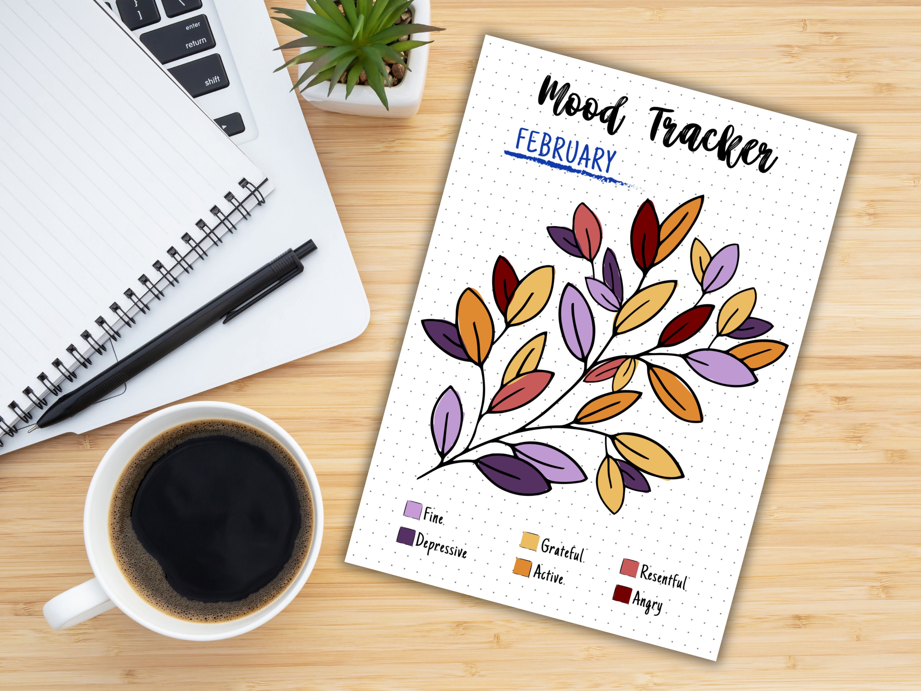 Color Emotion Chart, Mood Tracker Printable Monthly, A5 Journal Page ...