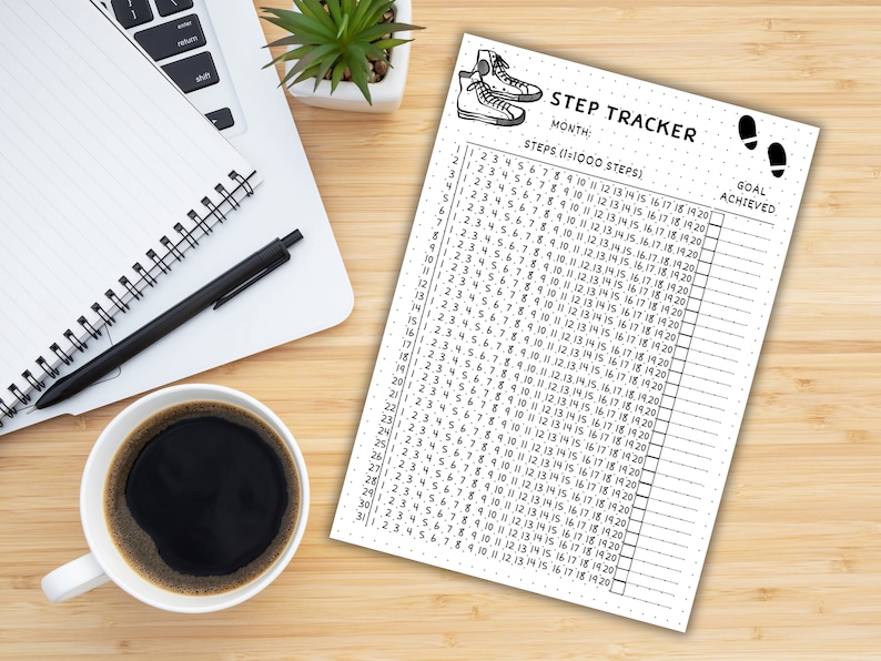 Walking Tracker Printable A5 Journal Page, Daily Step Counter, Step ...