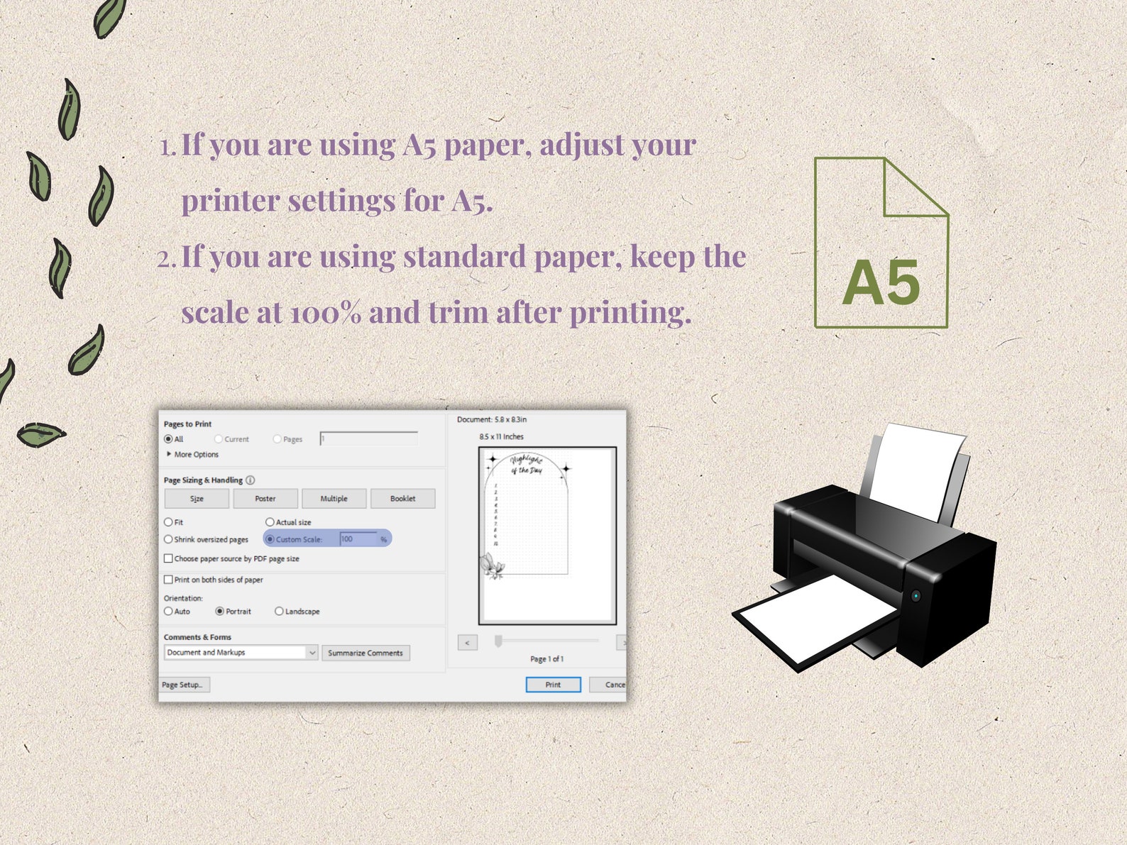 Walking Tracker Printable A5 Journal Page, Daily Step Counter, Step ...