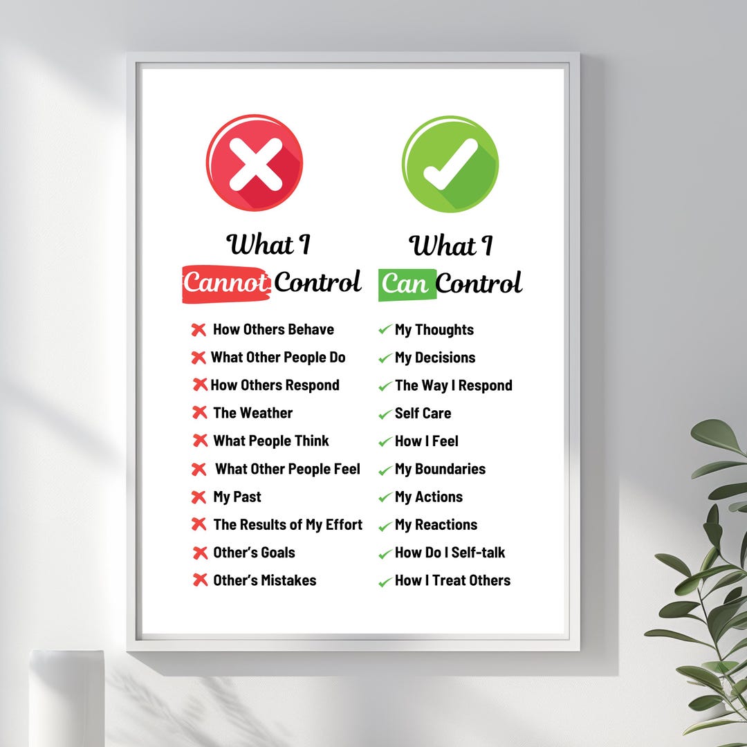 What I Can and Cannot Control Poster, Mental Health Print, Therapy Sign ...