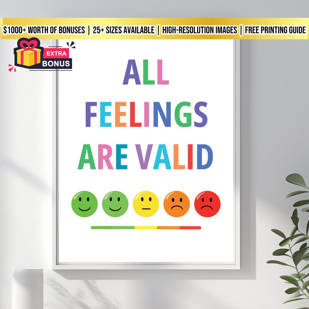 All Feelings Are Valid, Emotions Poster for Kid, Children’s Affirmation ...