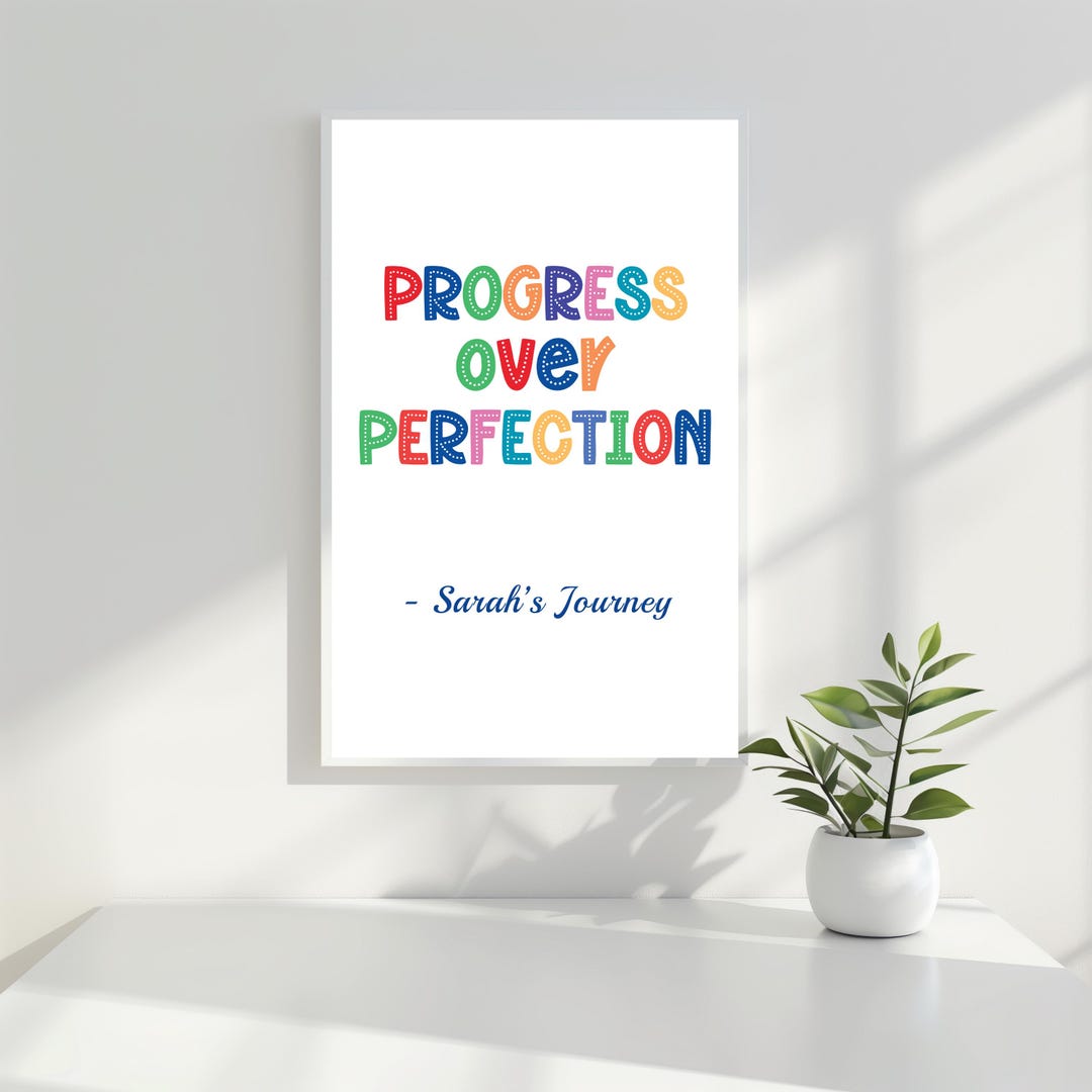 Progress Over Perfection Poster Personalized, Custom Name Wall Art ...