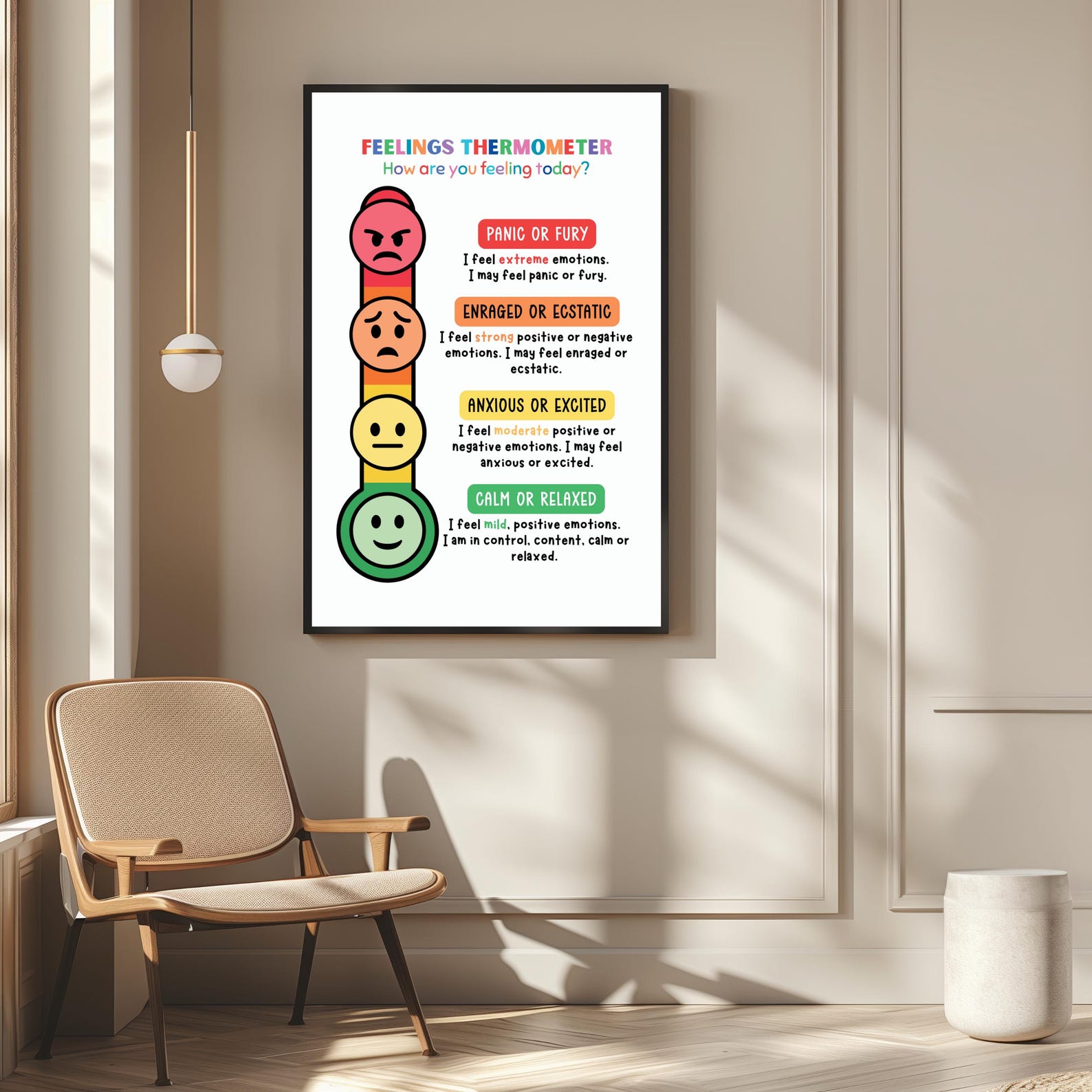Feelings Thermometer Poster Chart, Feelings Poster, Calming Down Corner ...