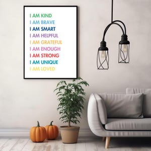 Affirmations for Kids, Children Affirmation Poster, I Am Affirmations ...
