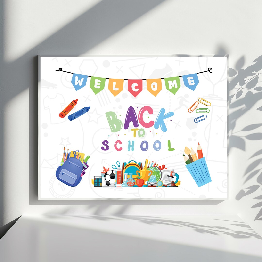 Welcome Back to School Poster Printable Sign, Bulletin Board Kit, First ...