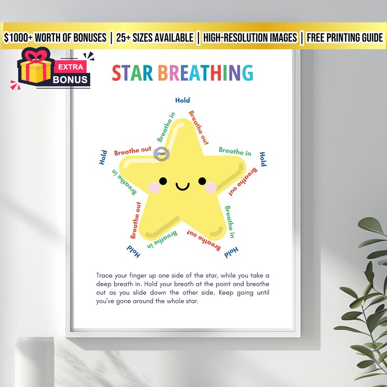 Star Breathing Poster, Middle School Decor, Classroom Decor, Boho ...
