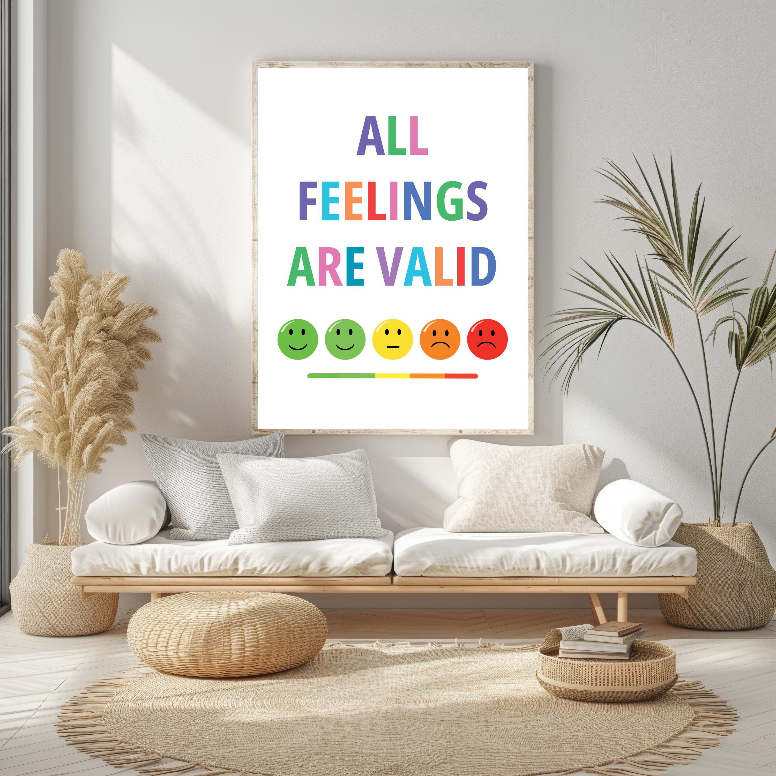 All Feelings Are Valid, Emotions Poster for Kid, Children’s Affirmation ...