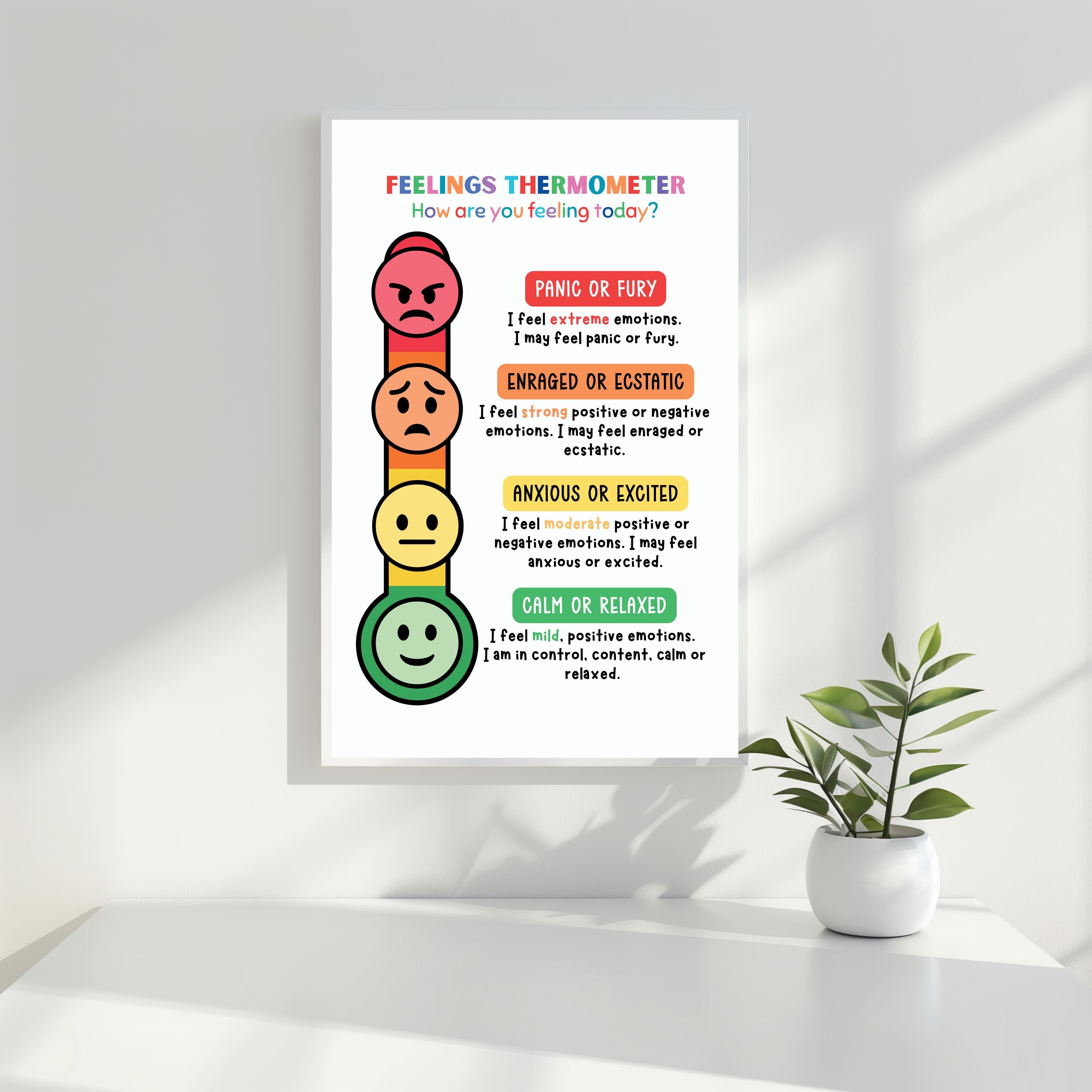 Feelings Thermometer Poster Chart, Feelings Poster, Calming Down Corner ...