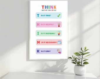 Classroom Management Poster Think Before You Speak - Etsy