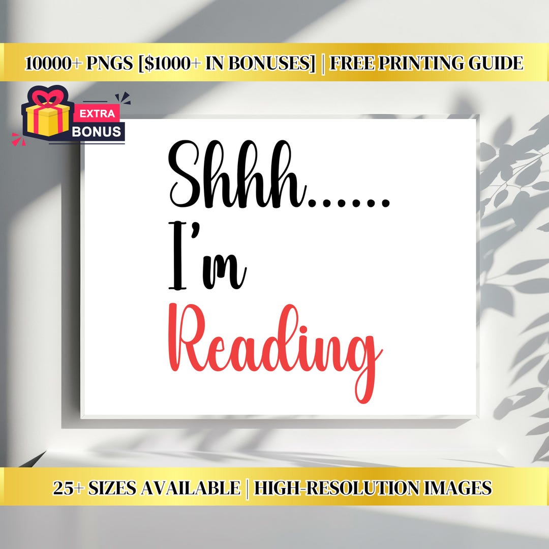 Shhh I'm Reading Poster, Nook Shelf Quiet Sign, Book Lovers Decor Gift ...