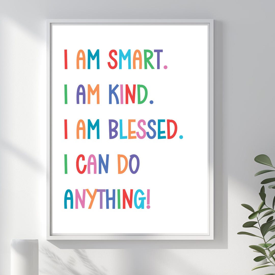 Affirmations for Kids, Children Affirmation Poster, I Am Affirmations ...