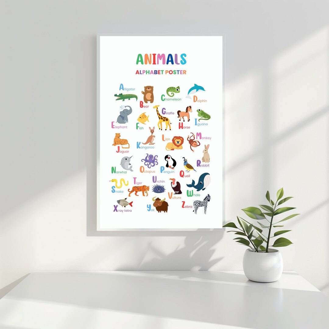 Animal Alphabet Print, Animal Alphabet, Printable Wall Art, ABC Poster ...