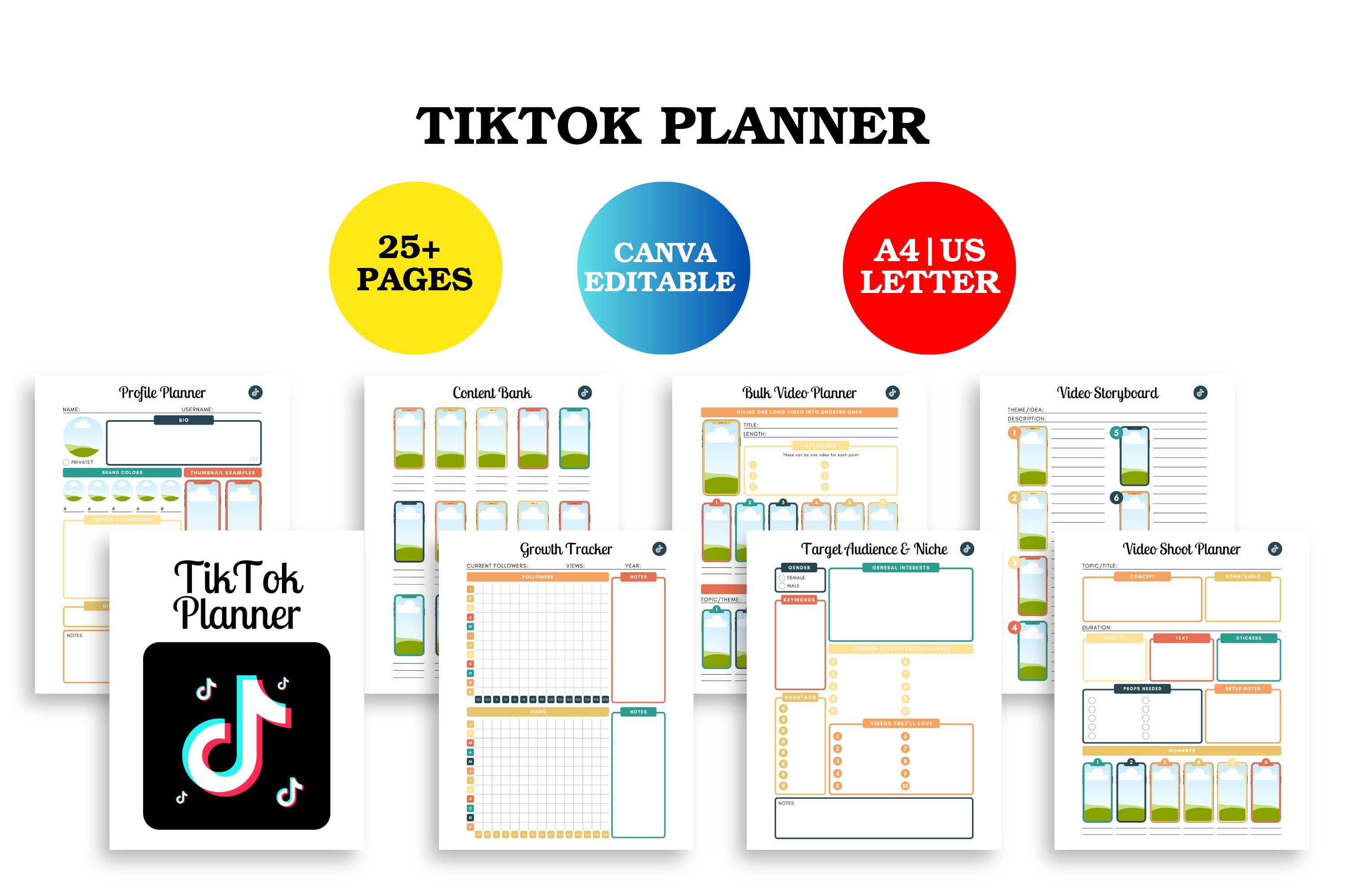 Tiktok Planner, Tiktok Content Planner, Content Planner, Social Media Content Planner, Content ...