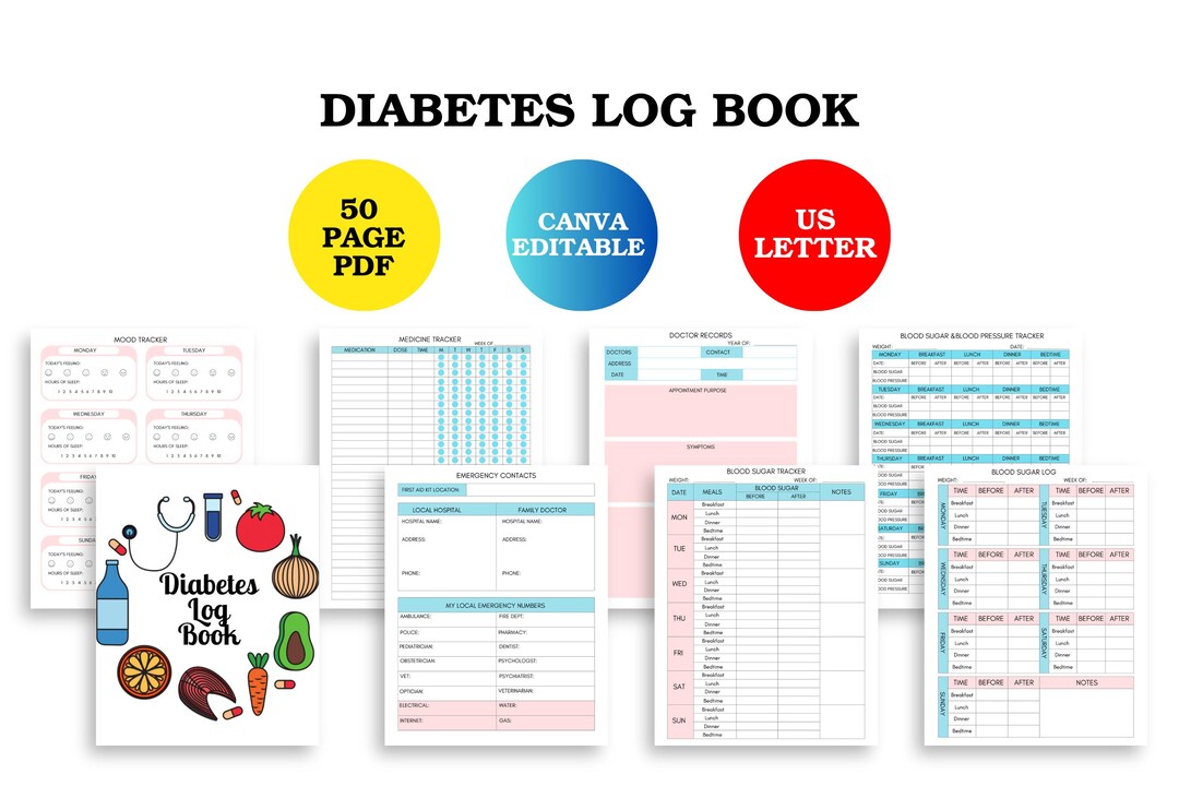 Diabetes Log Book, Diabetic Log Book, Diabetic Log, Diabetic Food Log ...