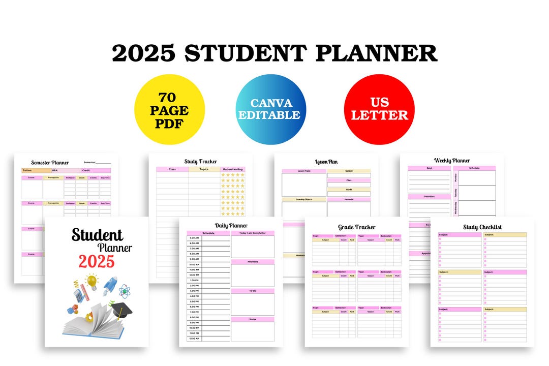 2025 Student Digital Planner, 2025 Digital Student Planner, Student ...