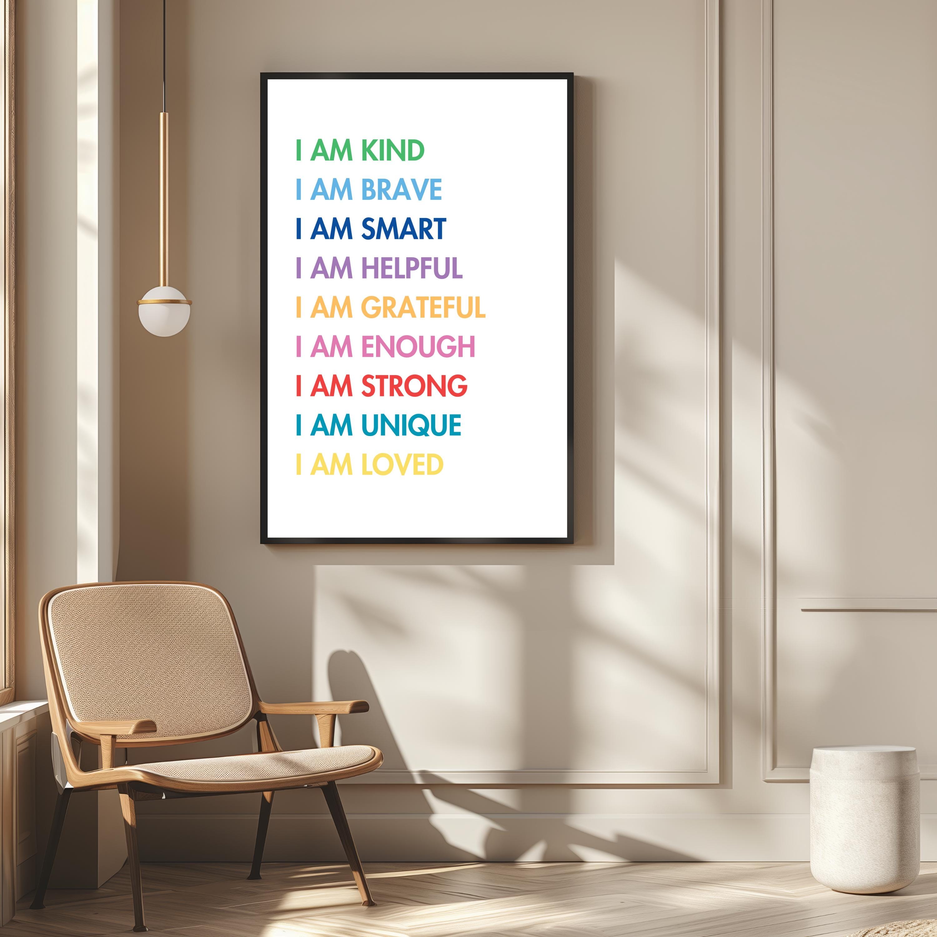 Affirmations for Kids, Children Affirmation Poster, I Am Affirmations ...