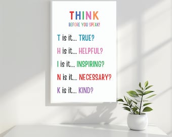 Classroom Management Poster Think Before You Speak - Etsy