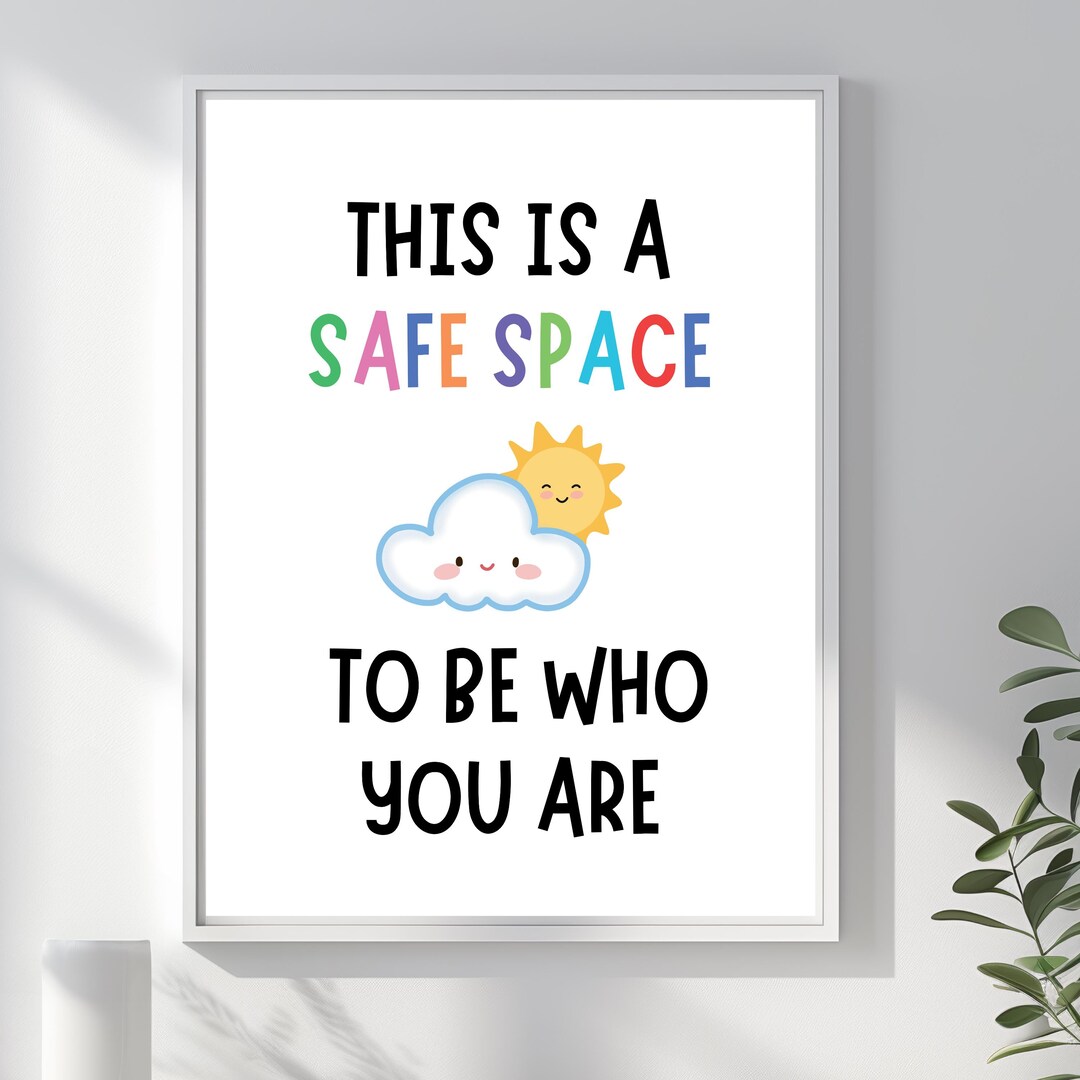 Safe Space to Be Who You Are Poster, Psychologist Wall Print, Inclusive ...