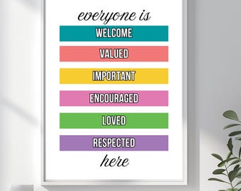 Everyone is Welcome Here Poster - Etsy