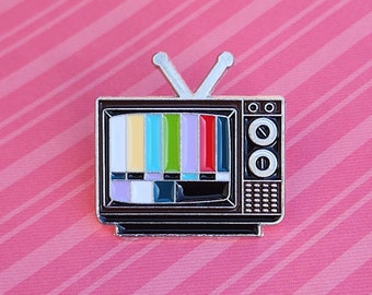 Woodgrain Television Glow in the Dark Enamel Pin With intermission - Etsy
