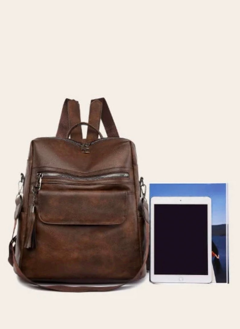 Vintage Leather Backpack, Coffee Brown Leather Backpack, Rucksack ...