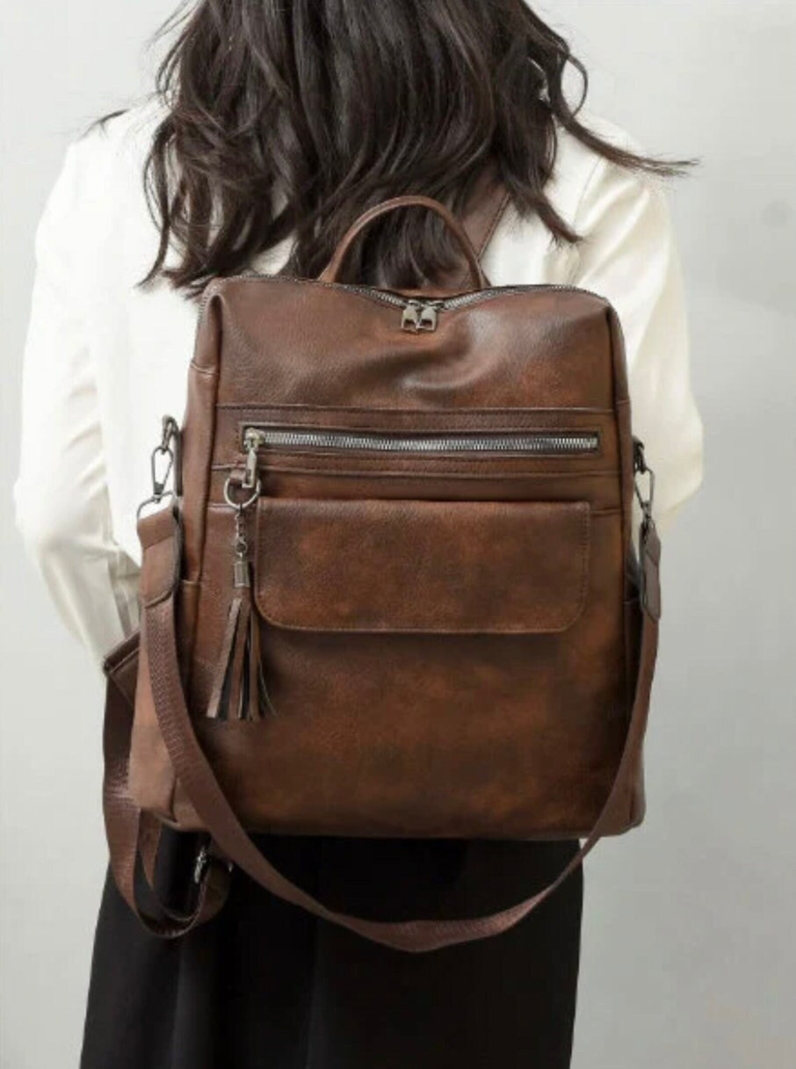 Vintage Leather Backpack, Coffee Brown Leather Backpack, Rucksack ...