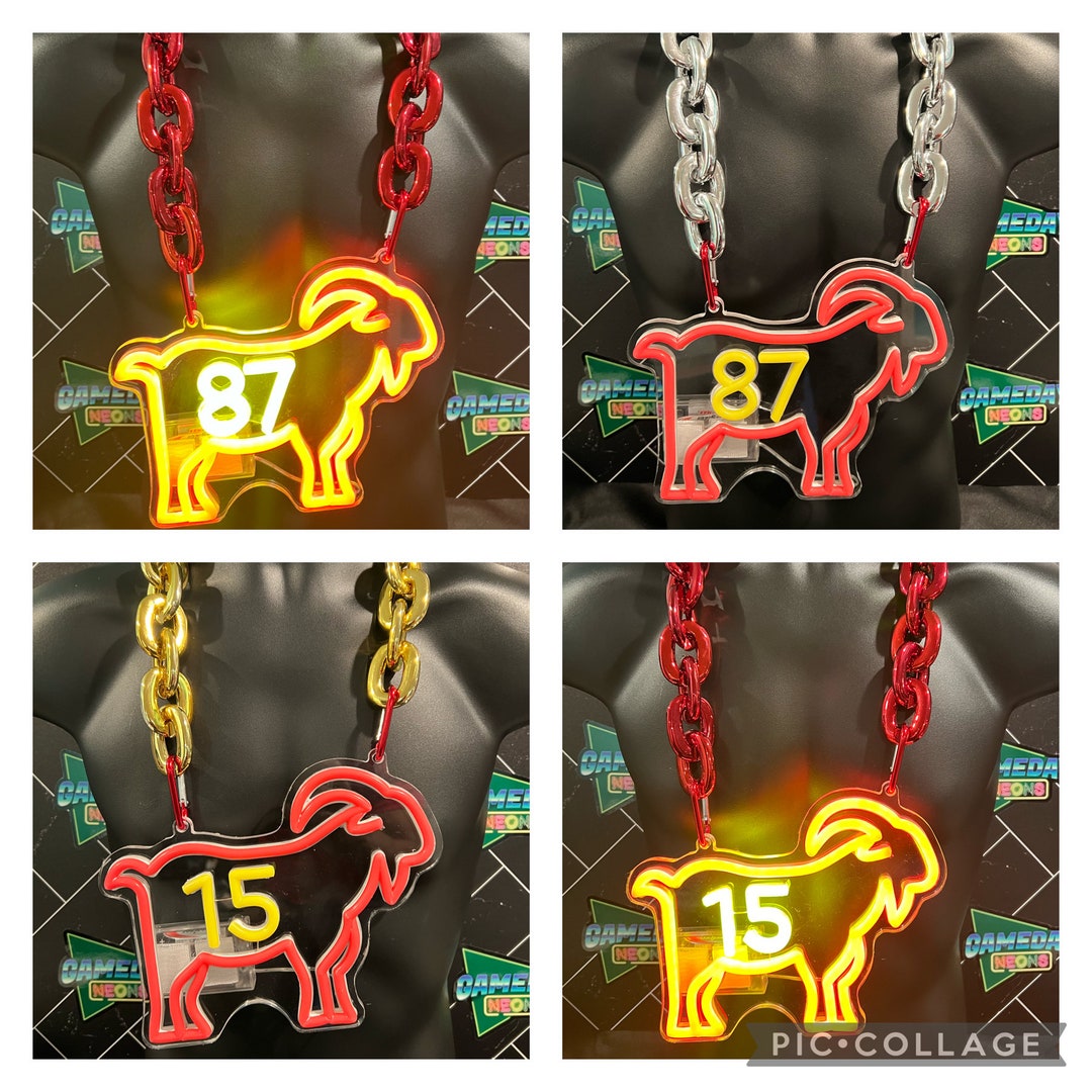 Kansas City Chiefs Custom goat Number Sports LED Neon Fan Chain ...