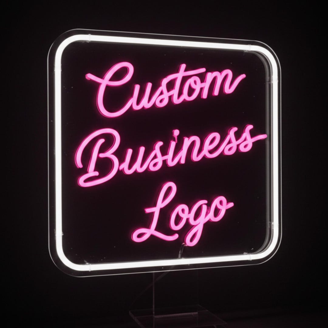 Custom Business Neon Logo Sign | LED Logo Light With UV Printed Acrylic ...