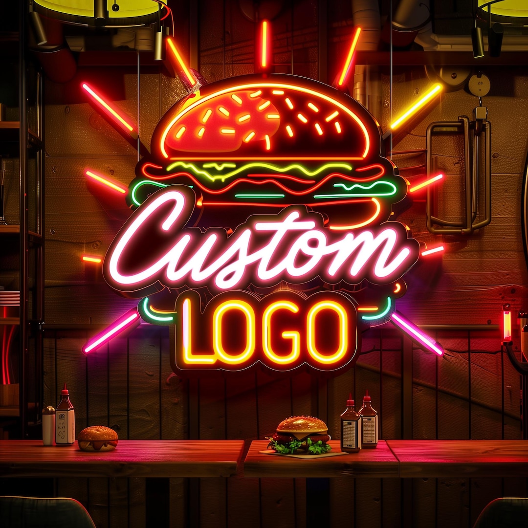 Custom Neon Sign Logo, Neon Sign, Food Business Logo Sign, Custom Logo ...