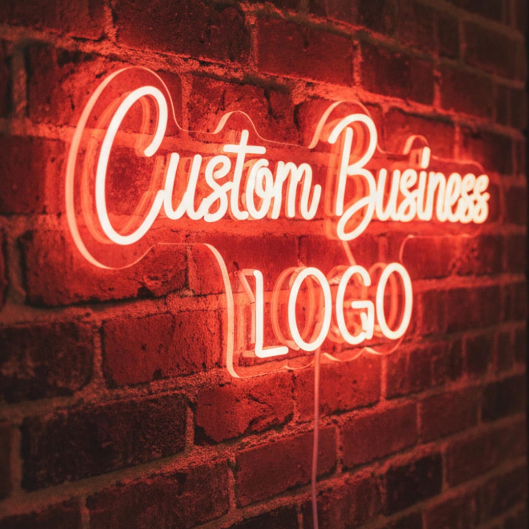 Custom Business Neon Logo Sign | LED Logo Light With UV Printed Acrylic ...