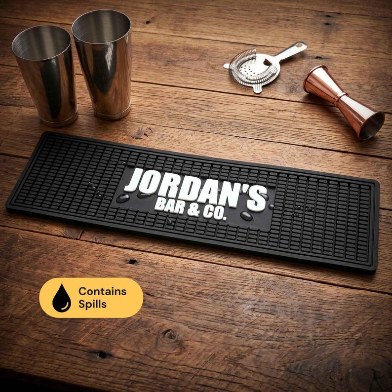 Custom Bar Mat 19x5, Personalized Logo Bar Runner, Whiskey Lover Gift ...