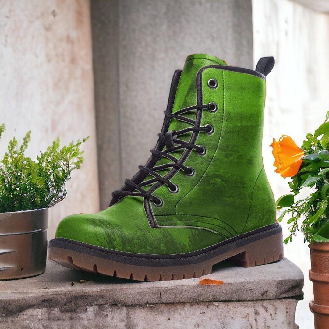 Mossy Green Combat Bootsemerald Terrain Lace-up Bootslush Emerald Vegan ...