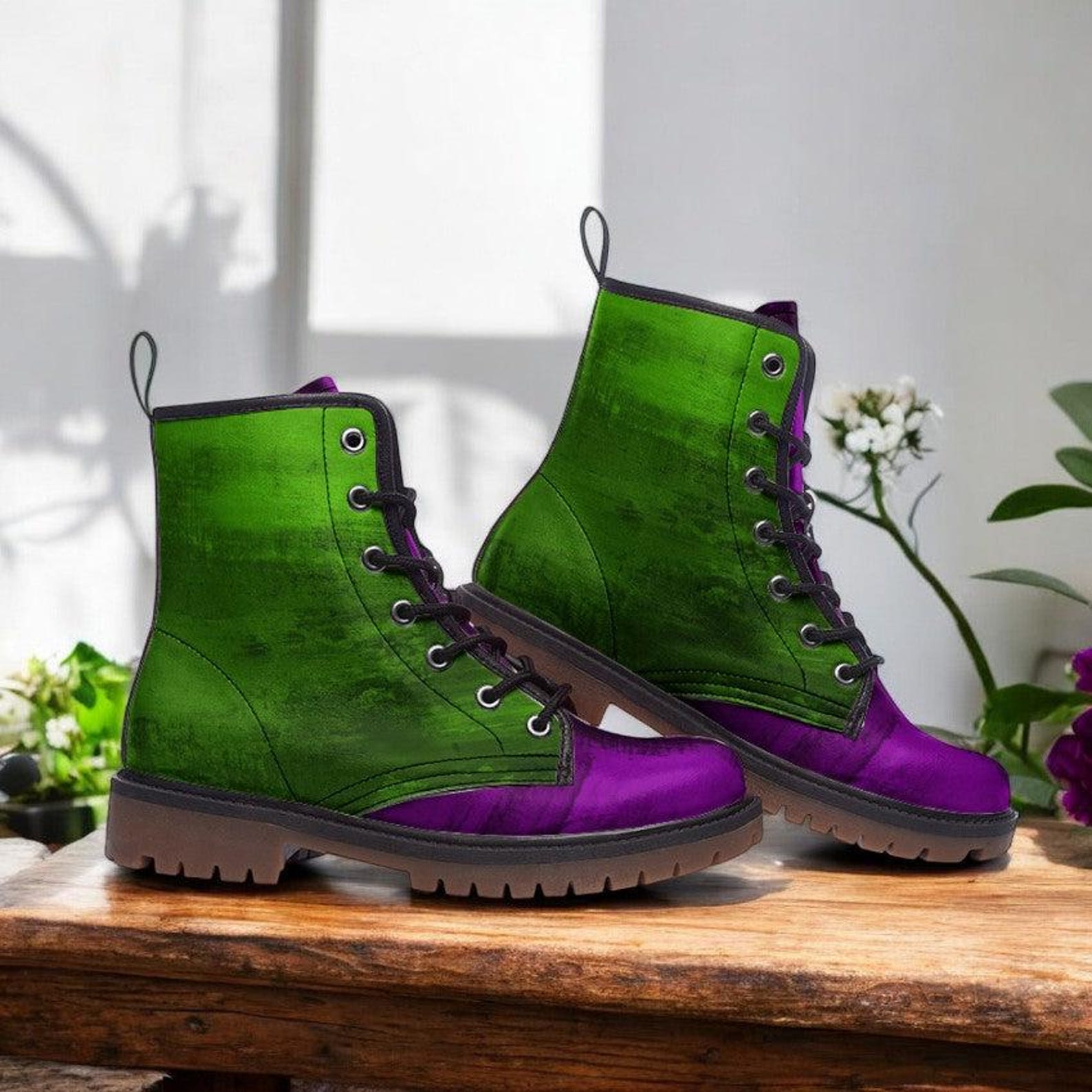 Purple and Green Villain Cosplay Shoes| Joker Inspired Combat Boots ...