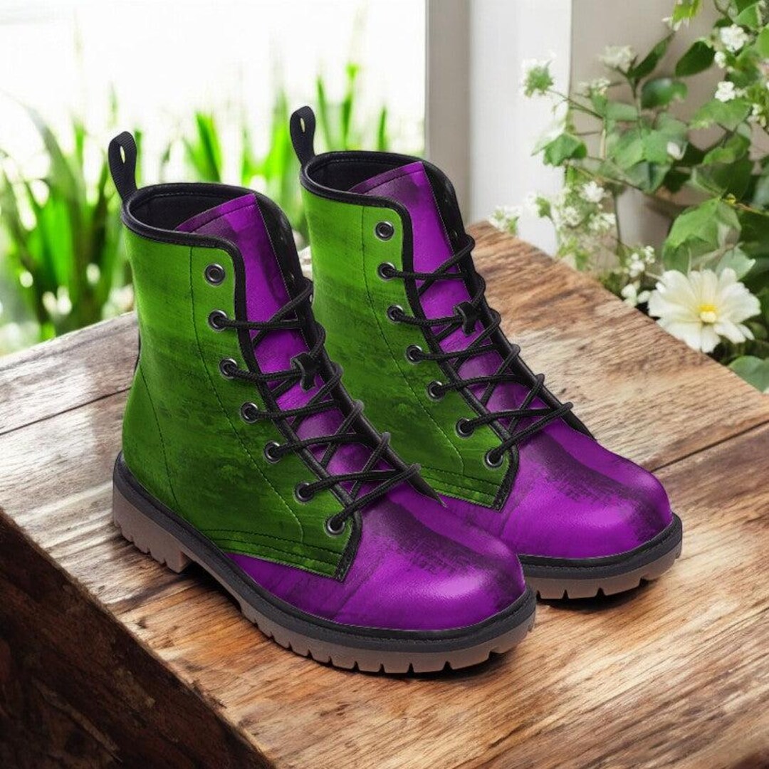 Purple and Green Villain Cosplay Shoes| Joker Inspired Combat Boots ...