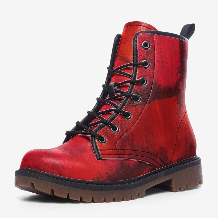 Inferno Red Combat Boots Hot Ember Red Urban Boots Crimson Art Boots ...
