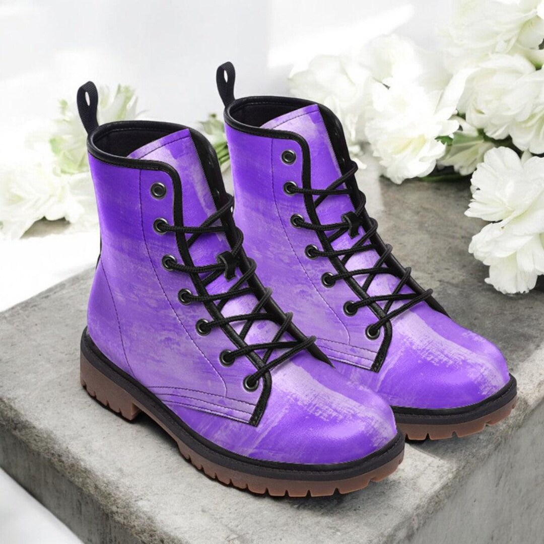 Purple Patina Combat Boots Violet Dream Lace-up Boot Lilac Mist Vegan ...