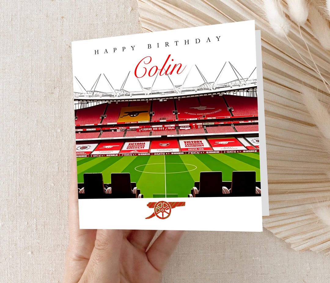 Arsenal Inspired Birthday Card / Emirates Birthday Card / Personalised ...