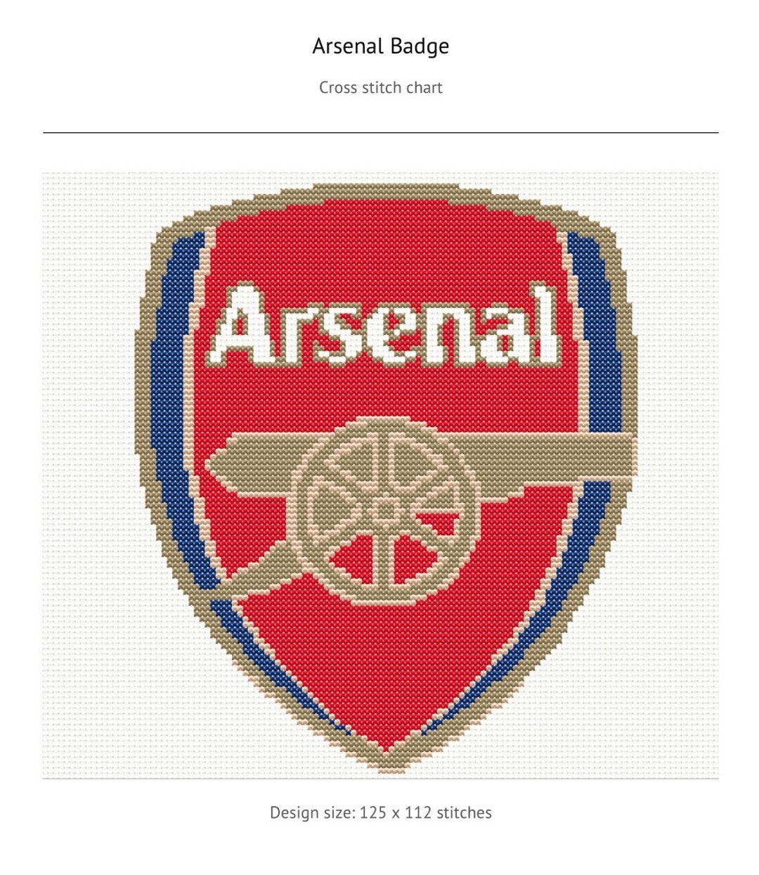 Digital Arsenal Fc Badge Cross Stitch Pattern With Colour DMC Chart - Etsy