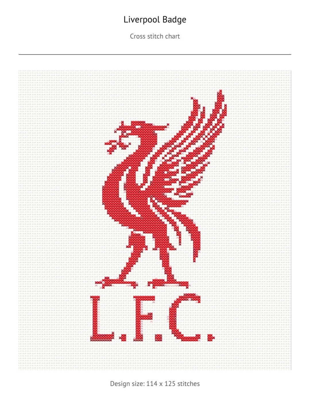 Digital Liverpool Fc Badge Cross Stitch Pattern With Colour DMC Chart ...