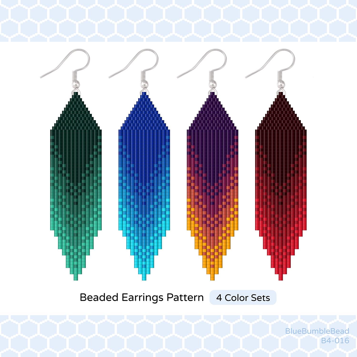 Waterfall Beaded Earring Pattern - Brick Stitch & Fringe Bead, Miyuki ...