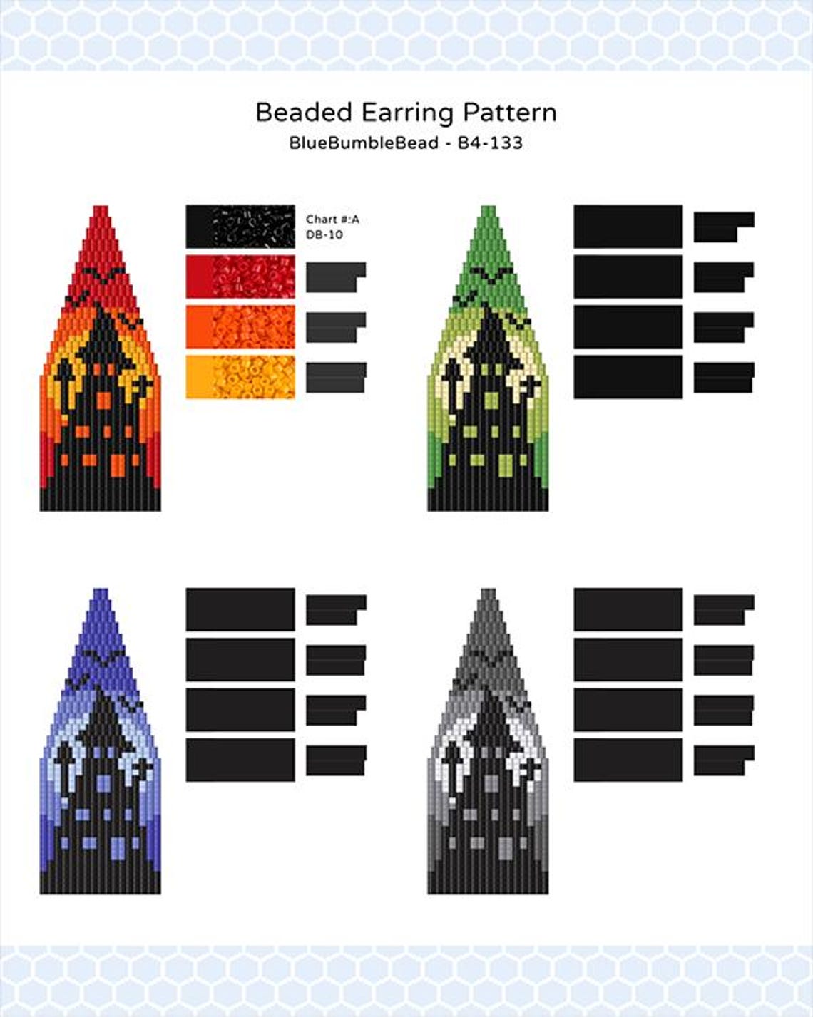 Witch House Earring Pattern: Brick Stitch Fringe Bead Halloween PDF ...