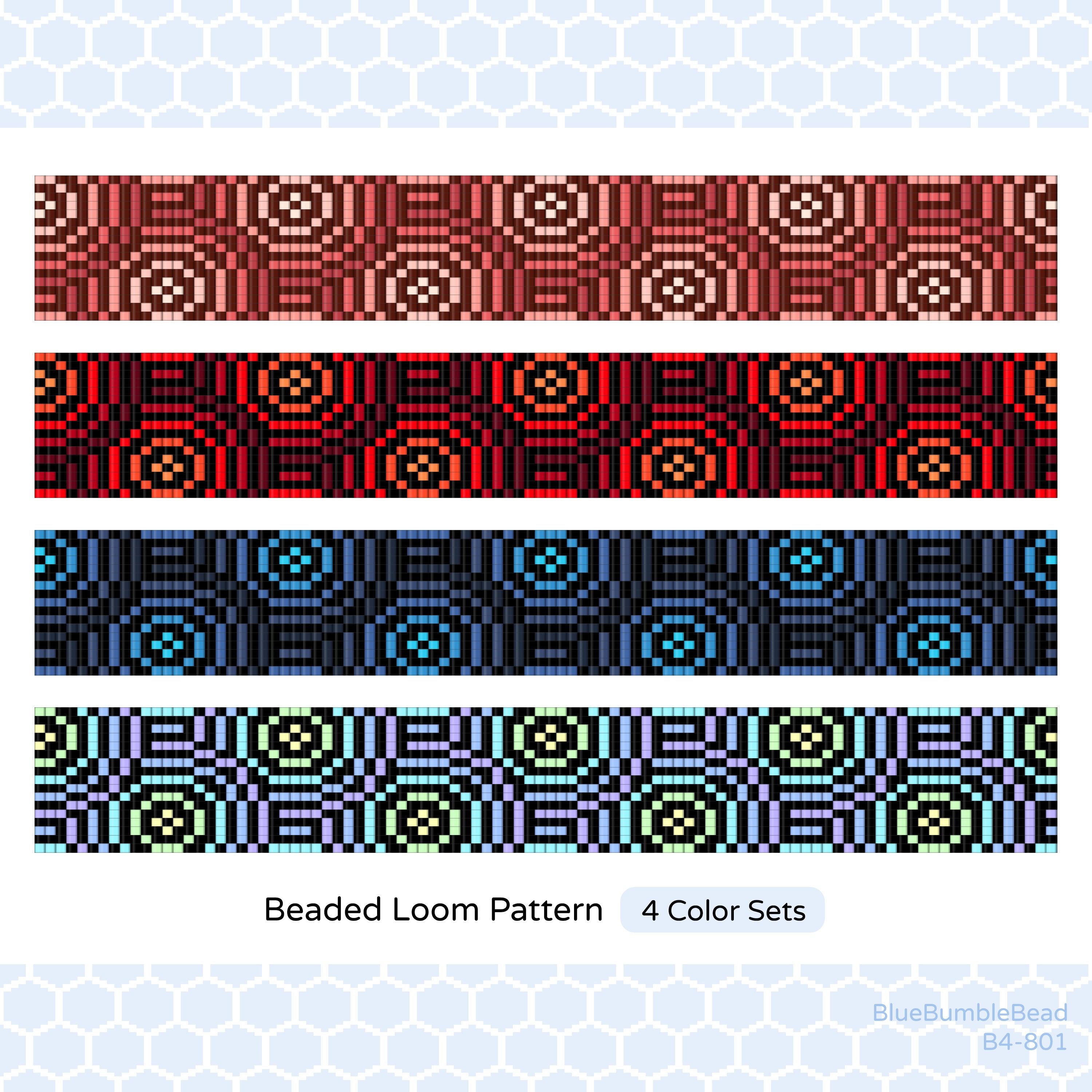 Circle Wave Geometry Seamless Beaded Pattern - Loom Bracelet Seed Bead ...