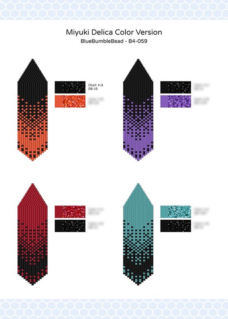 Gradient Colors Beaded Earring Pattern - Brick Stitch & Fringe PDF ...